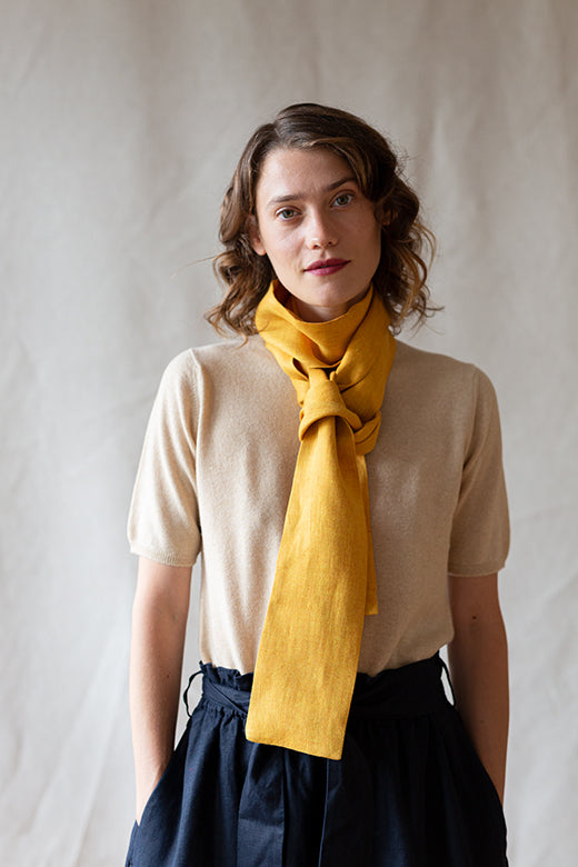 The STABLE Irish Linen Scarf Harvest Yellow Herringbone STABLE of Ireland